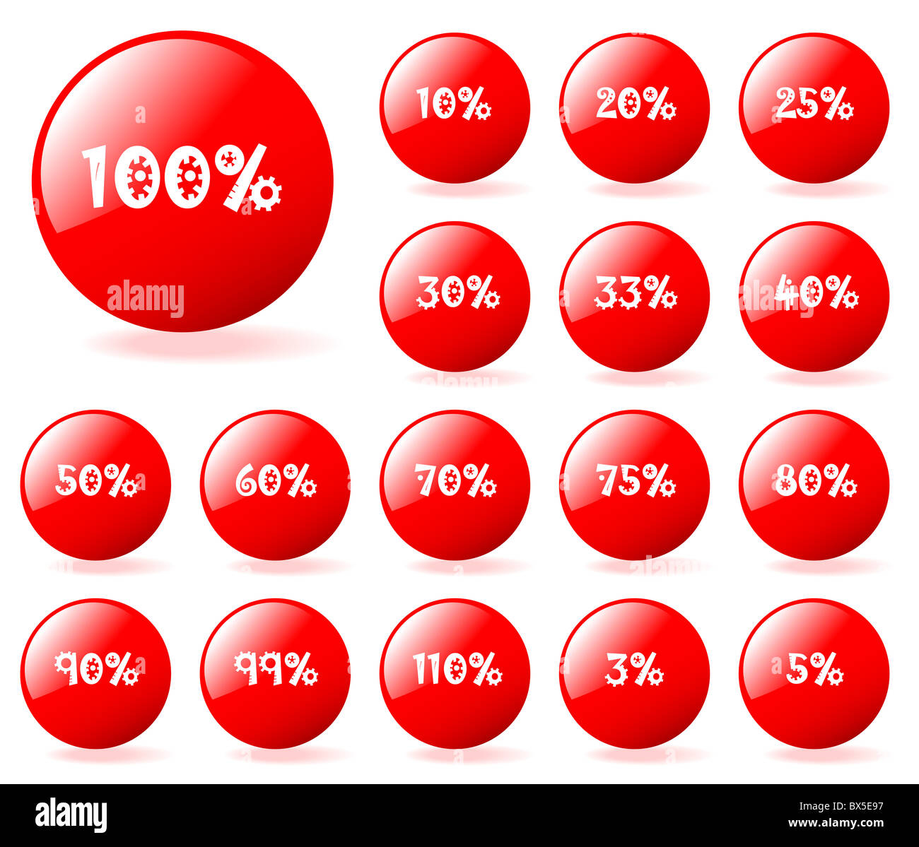 Set of vector aqua style red discount buttons. Easy to edit, any size ...