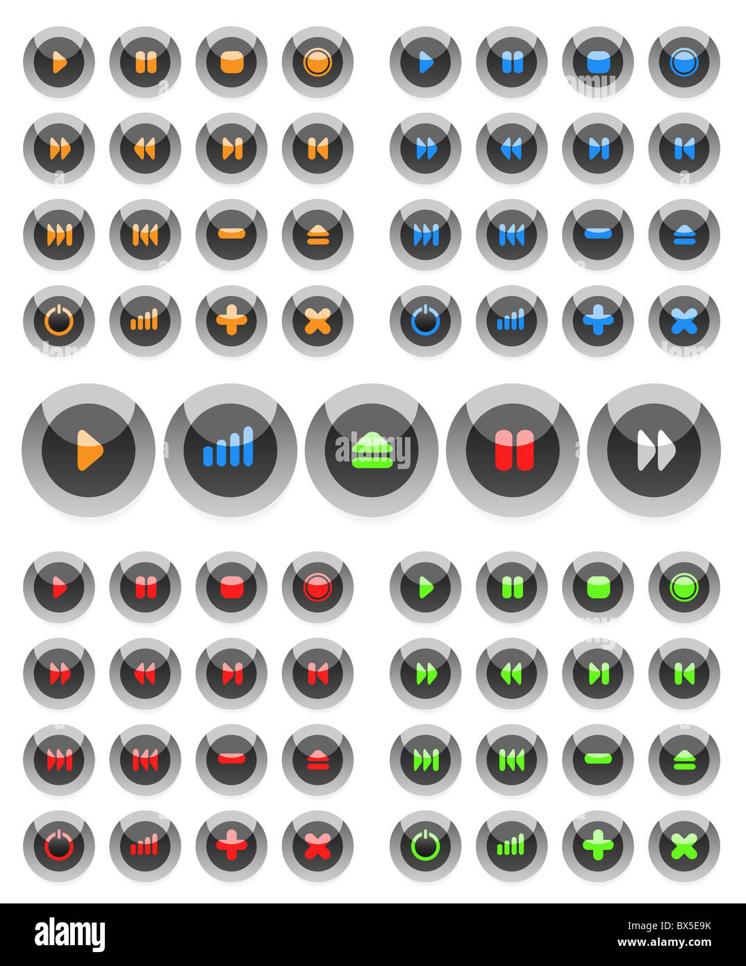 Collection of multicolored vector multimedia buttons. Easy to edit, any ...