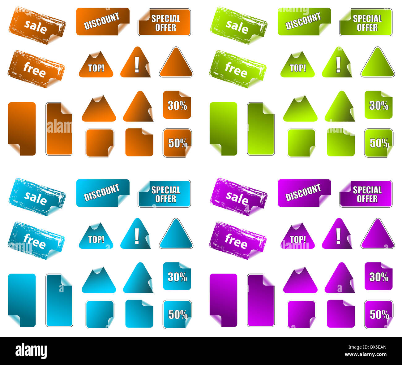 Collection of multicolored vector sticky marketing labels. Perfect for ...