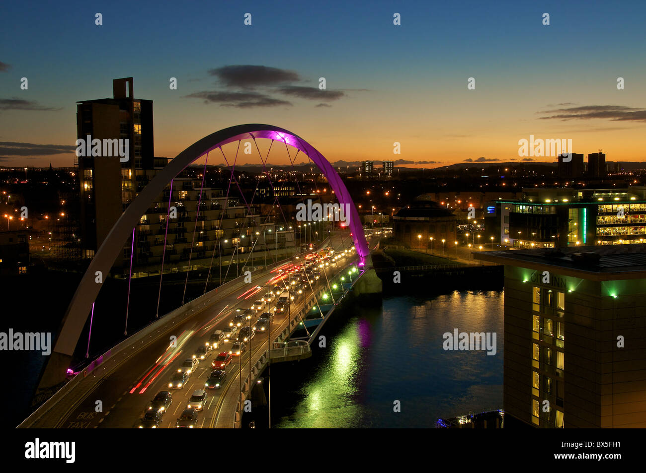 Clyde Arc Bridge by Night Stock Photo - Alamy