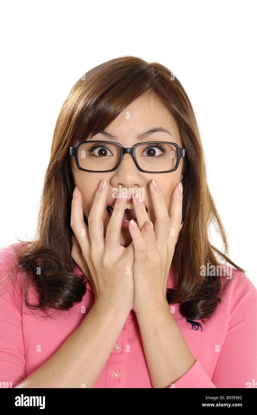 Female university student looking surprised Stock Photo - Alamy