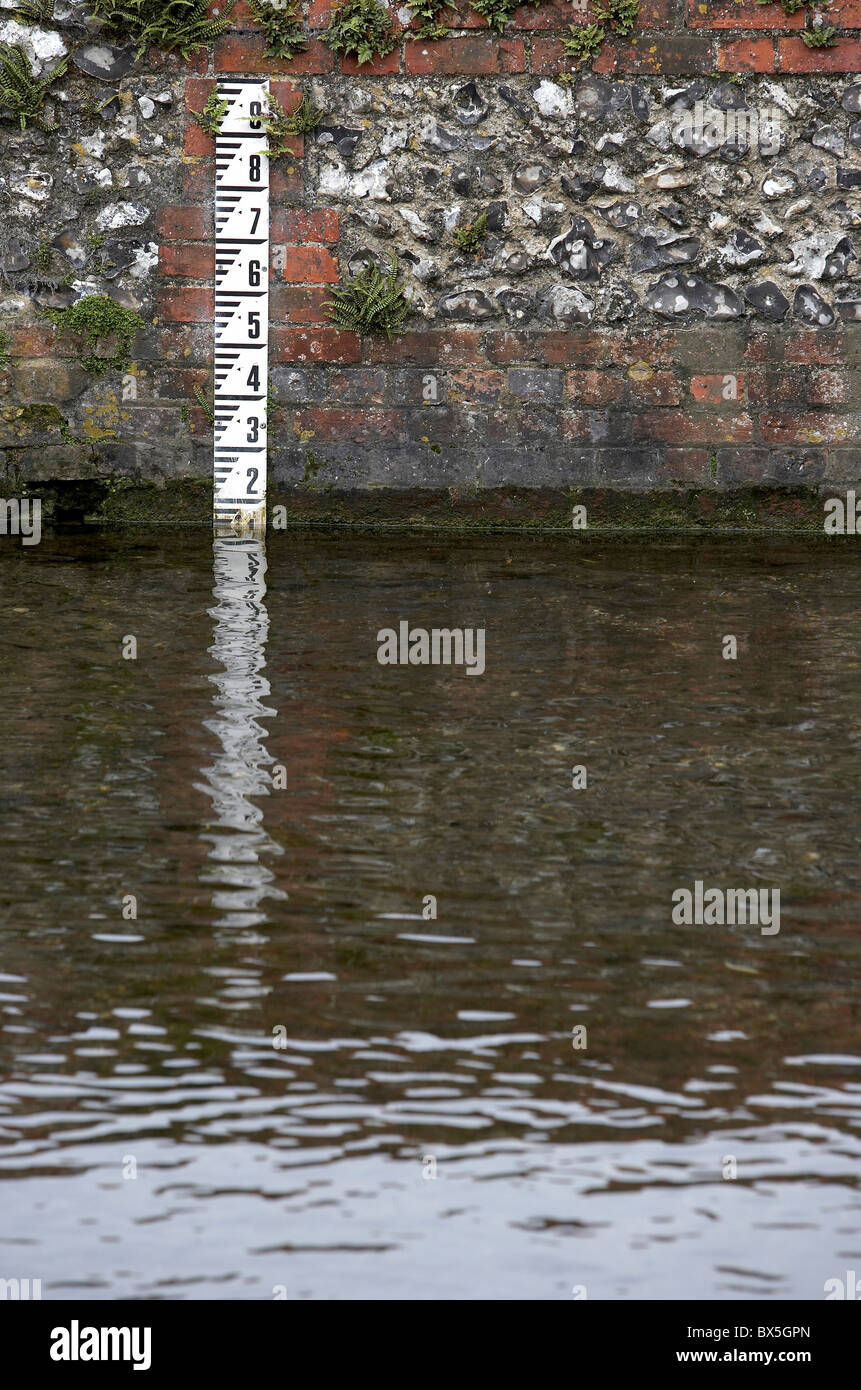 River showing Water level Mark UK Stock Photo - Alamy