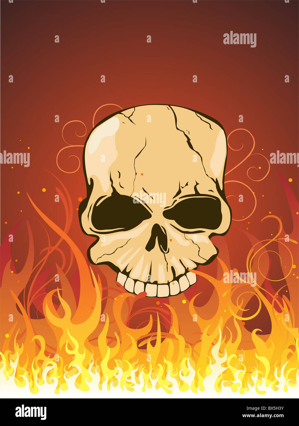 skull in fire Stock Photo - Alamy