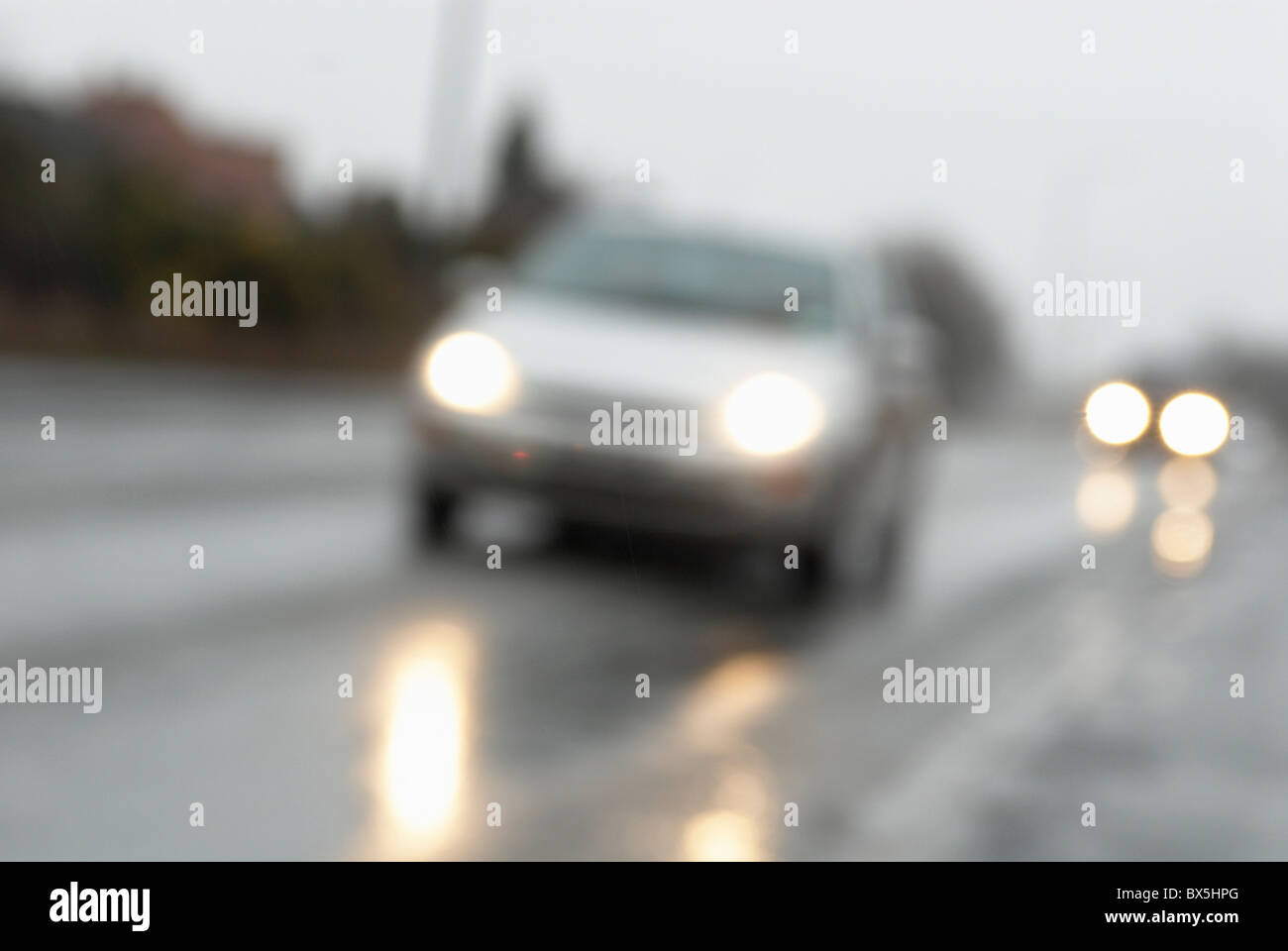 Wet weather driving conditions Suffolk UK Stock Photo - Alamy