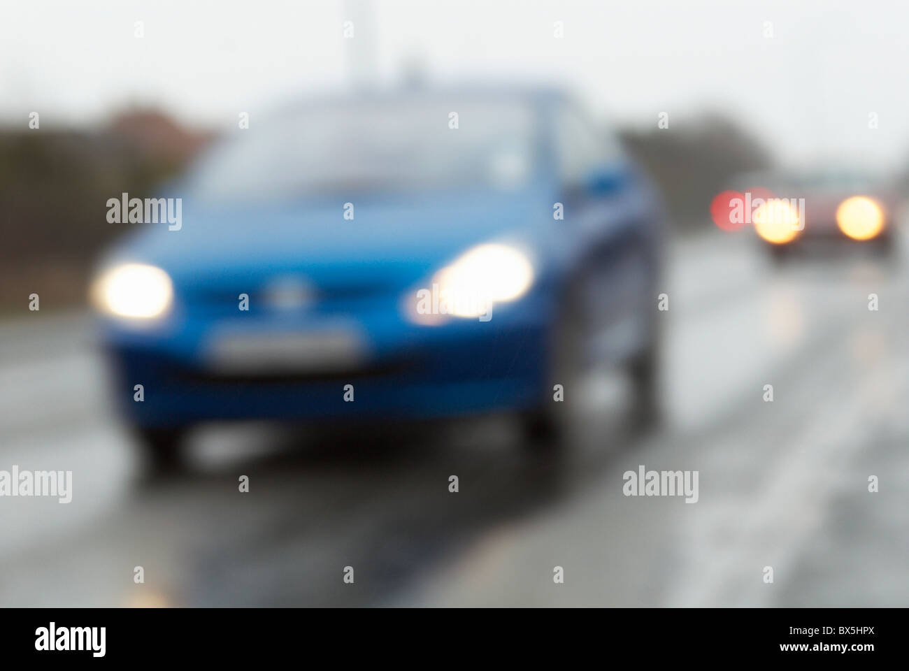 Wet weather driving conditions Suffolk UK Stock Photo - Alamy