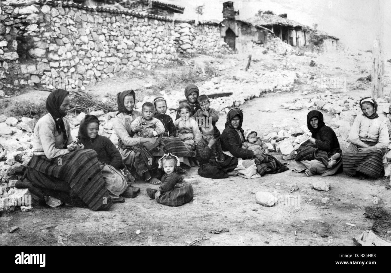 people, women and children, Macedonia, circa 1916, poor, poverty Stock ...