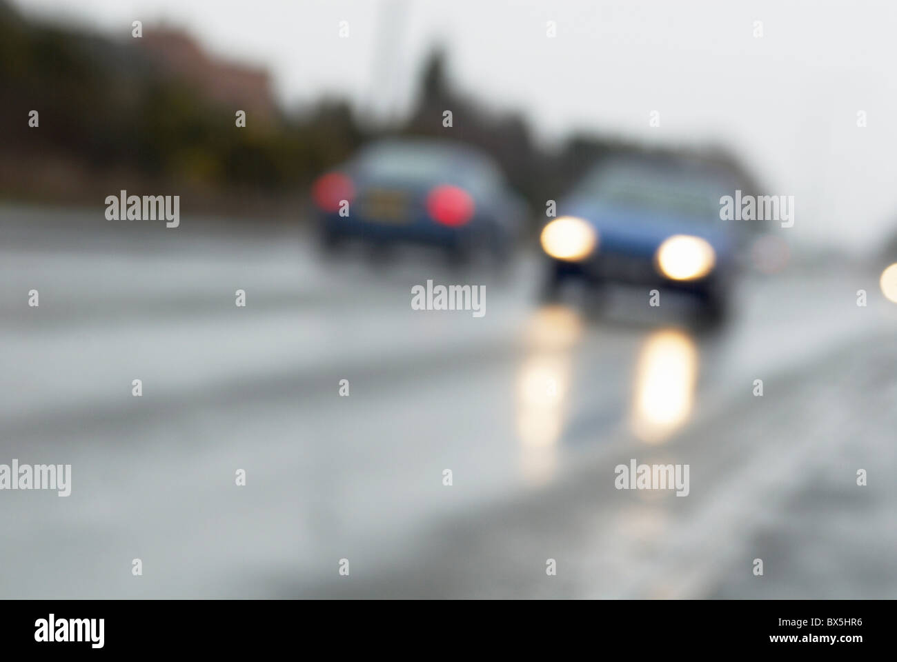 Wet weather driving conditions Suffolk UK Stock Photo - Alamy