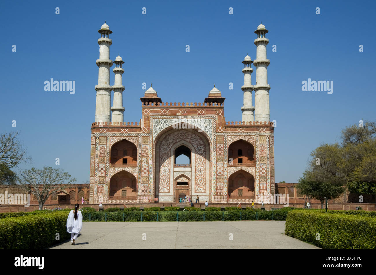The entrance to Akbar's Mausoleum at Sikandra near Agra, Uttar Pradesh ...