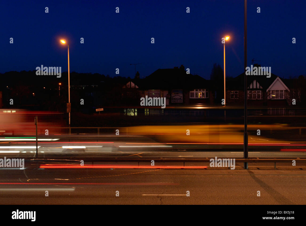 Road traffic on the A40 at night London UK Stock Photo - Alamy