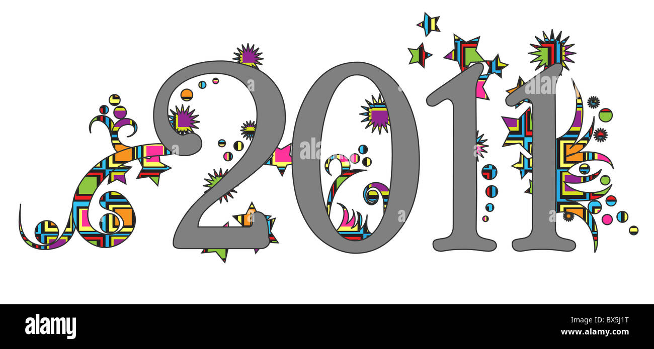 Happy new year 2011 label on white background Stock Photo - Alamy