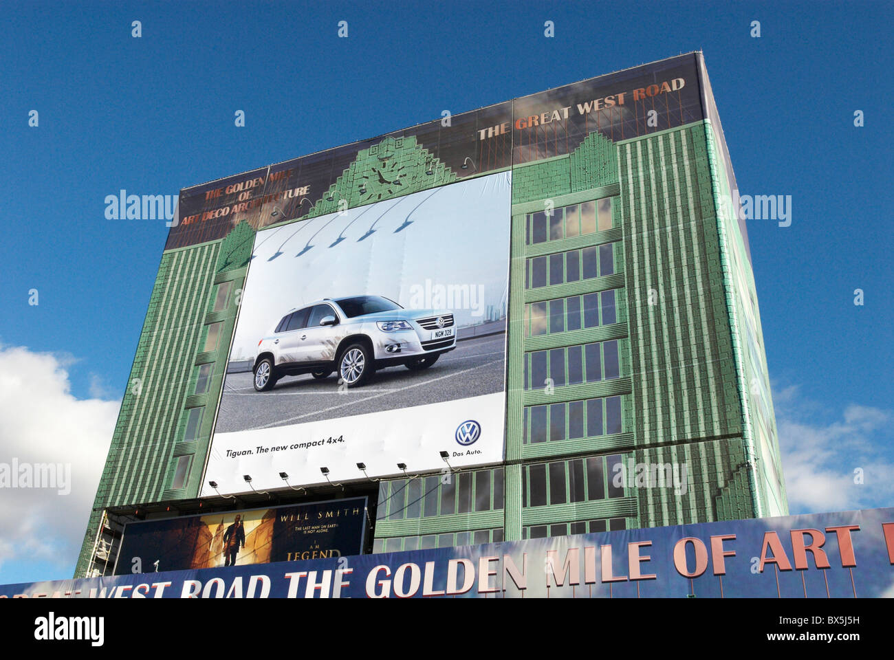 Advertising surrounding an office building under renovation on the ...