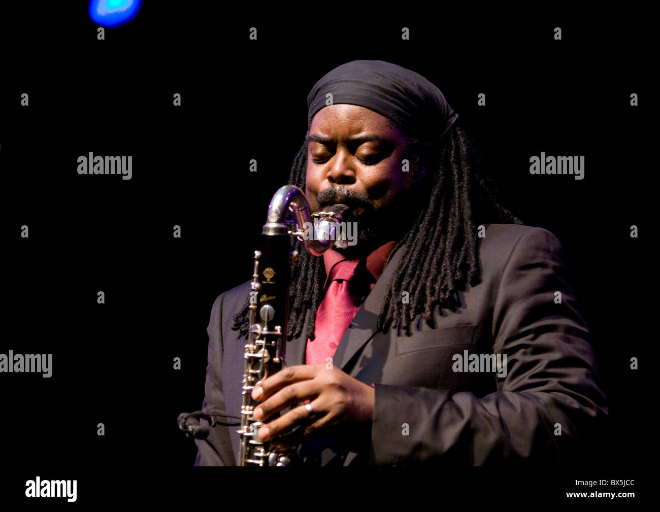 Jazz saxophonist Courtney Pine on stage, 2010 Stock Photo - Alamy