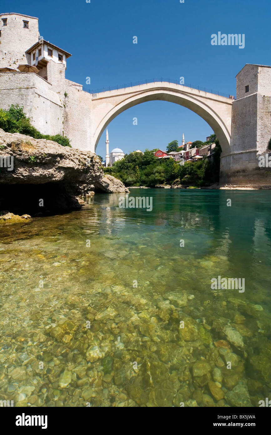 the old bridge in Mostar and river Neretva Stock Photo - Alamy