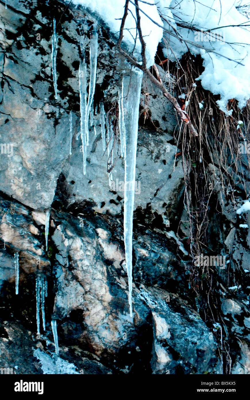icicles cold winter in the Alps Stock Photo - Alamy