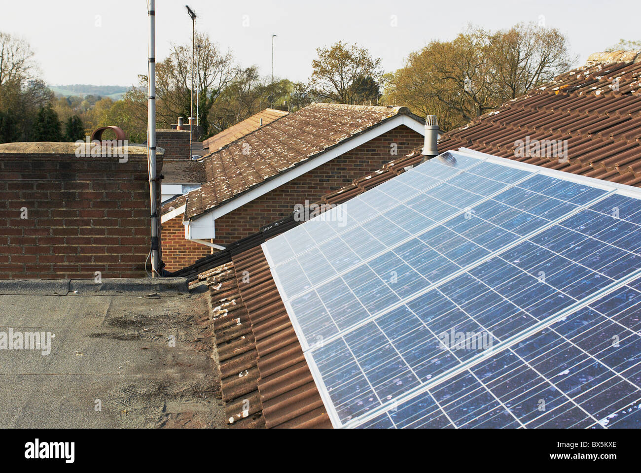 Photovoltaic panels on the roof of a house North london UK Stock Photo ...