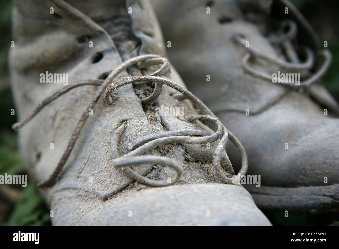 close up old boot laces Stock Photo - Alamy
