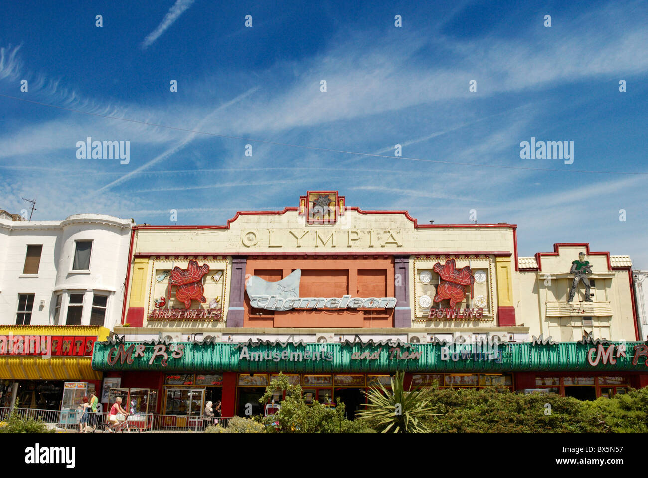 Amusements building along the promenade at Southend-on-Sea Essex UK ...