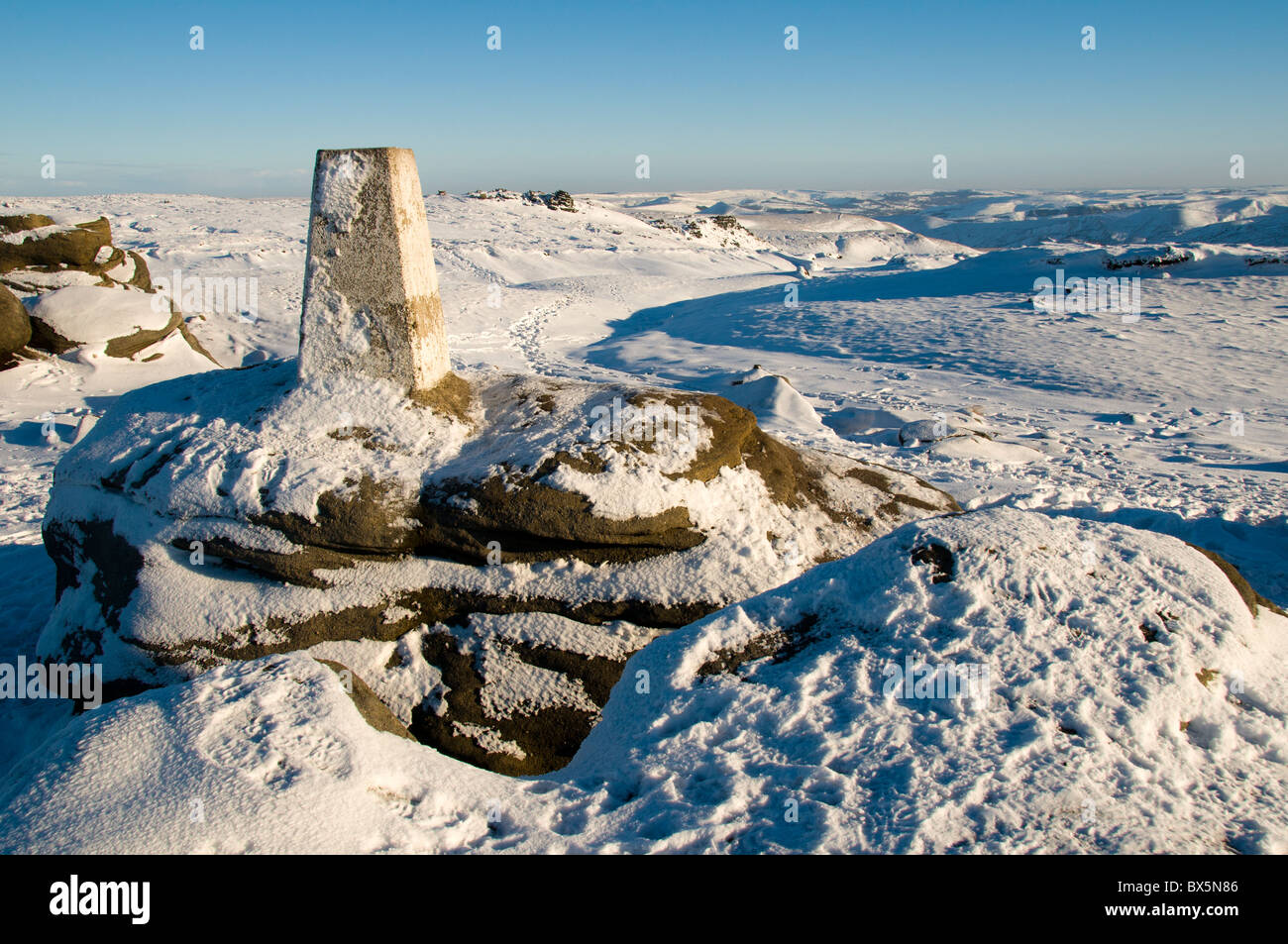 Edale from the trig point on Kinder Low, on the Kinder Scout plateau ...