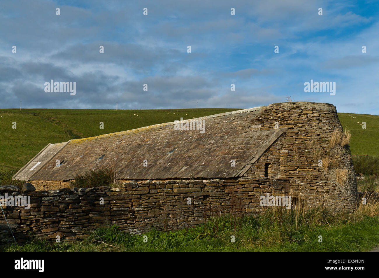 dh HOY ORKNEY Longhouse with round kiln Stock Photo - Alamy