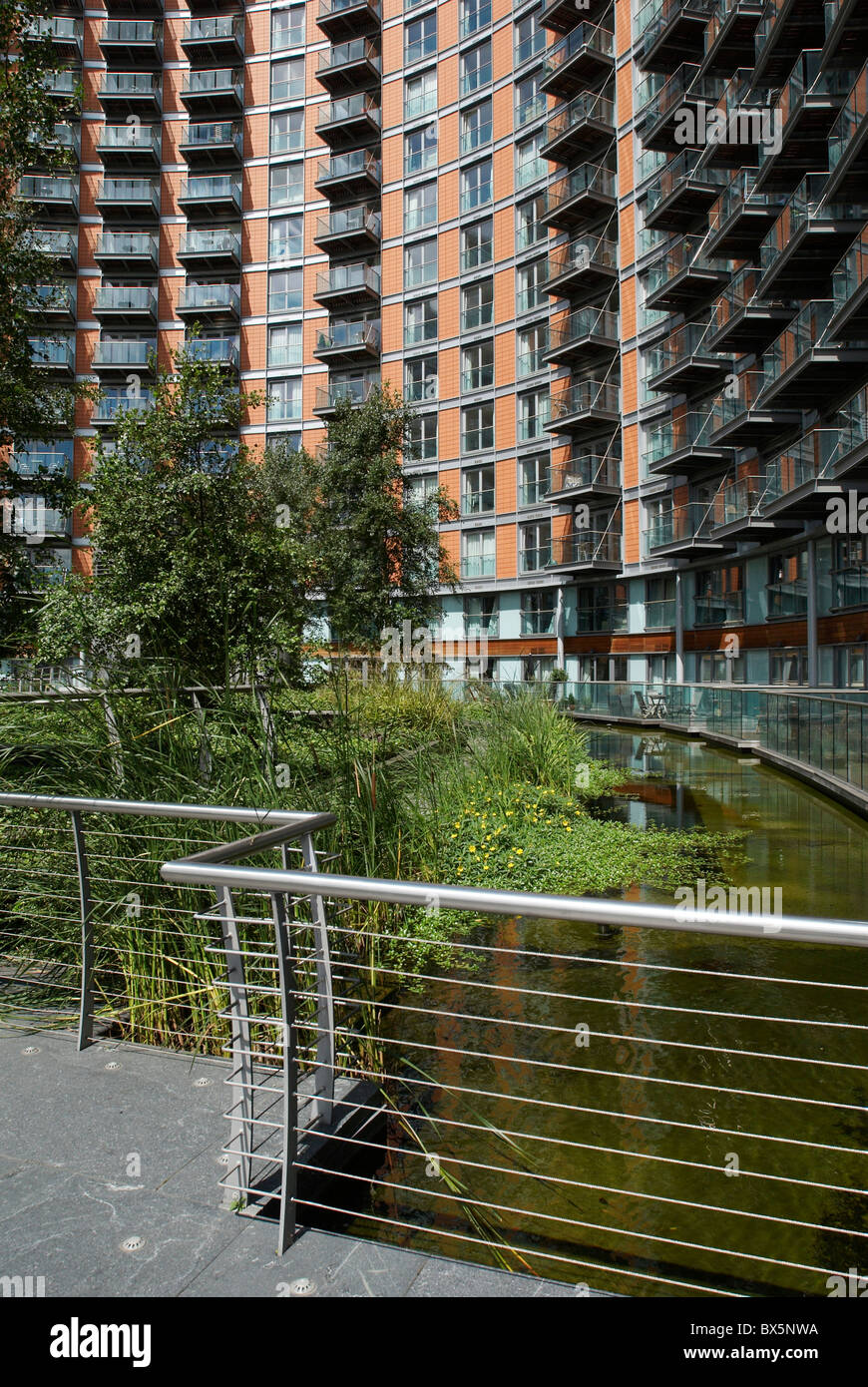 Water feature near apartments East India East London UK Stock Photo - Alamy