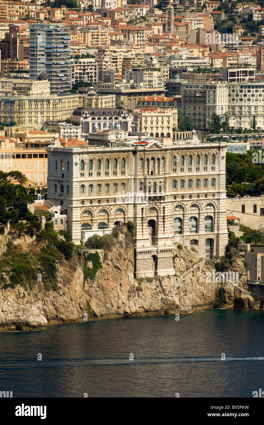 View from helicopter of Monaco Oceanography Museum and Monte Carlo ...