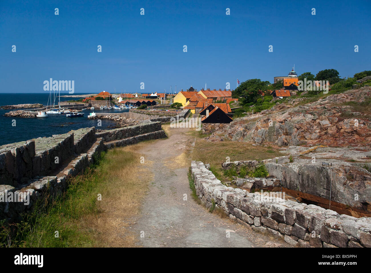 View at the rocky island of Christiansø from the defense walls ...