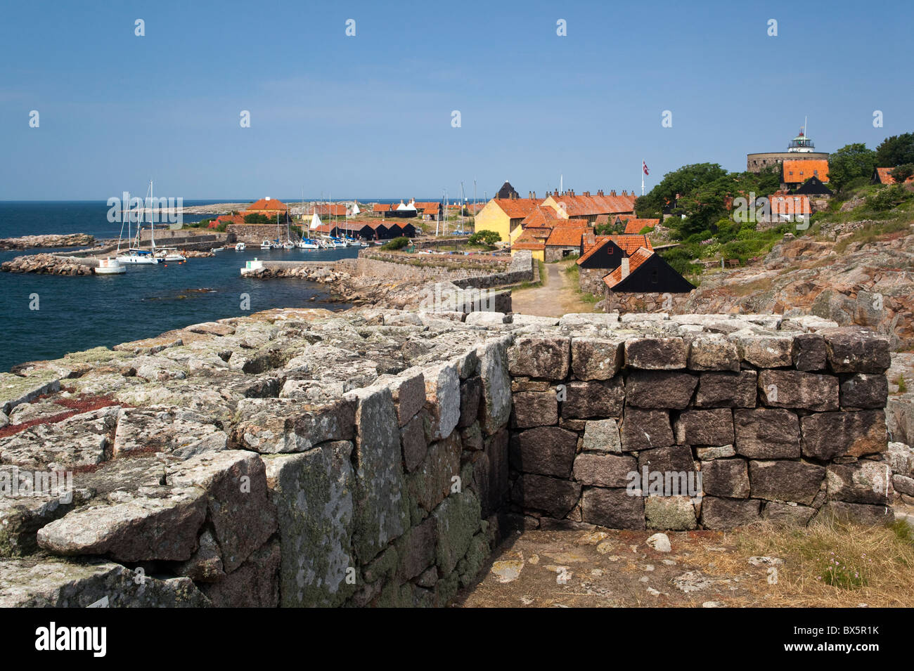 View at the rocky island of Christiansø from one of the defense walls ...