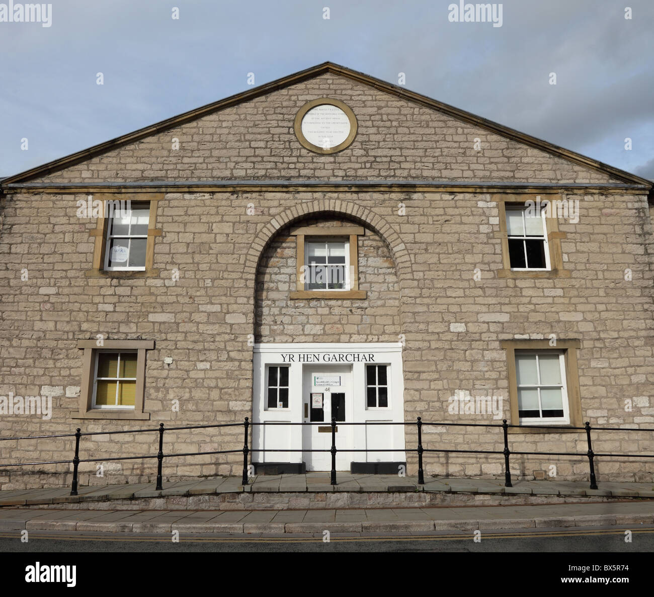 Ruthin denbighshire north wales gaol jail prison stone building plaque ...