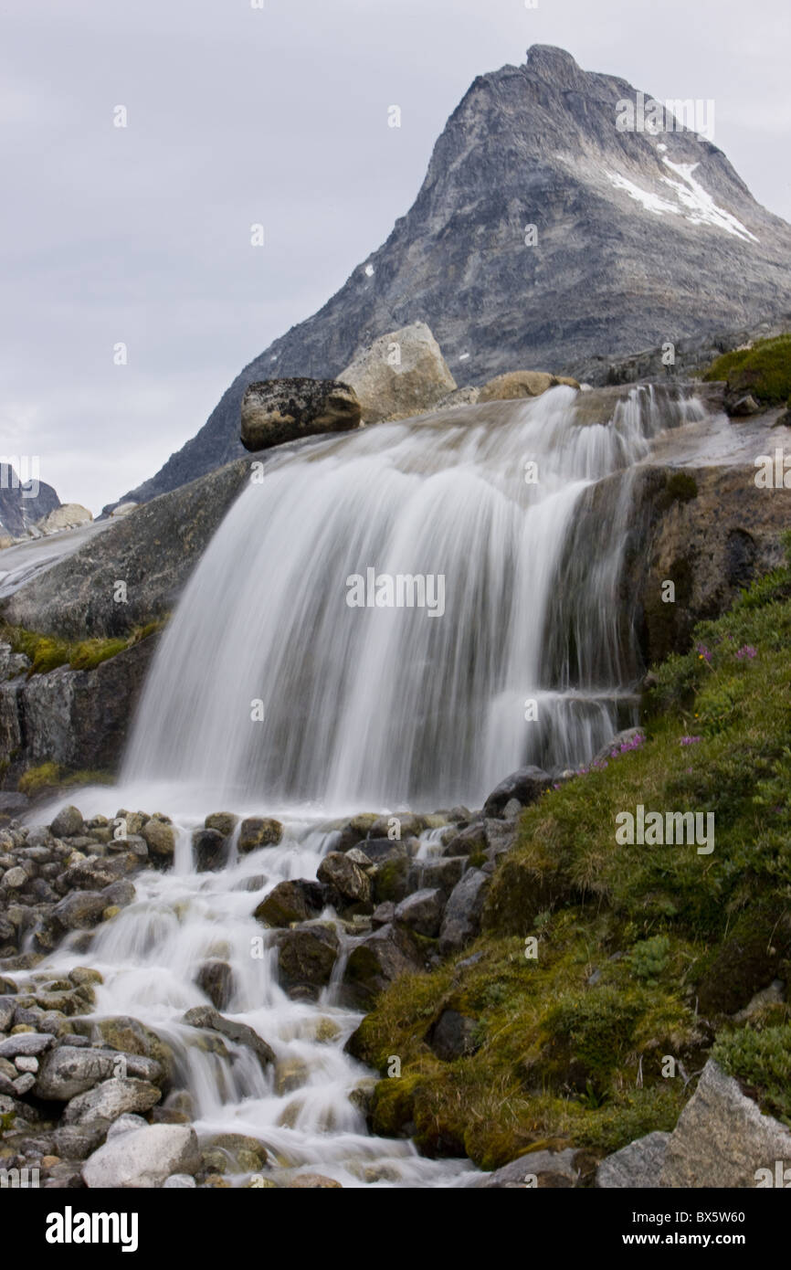 Waterfall, Prince Christian Sund, Greenland, Arctic, Polar Regions ...