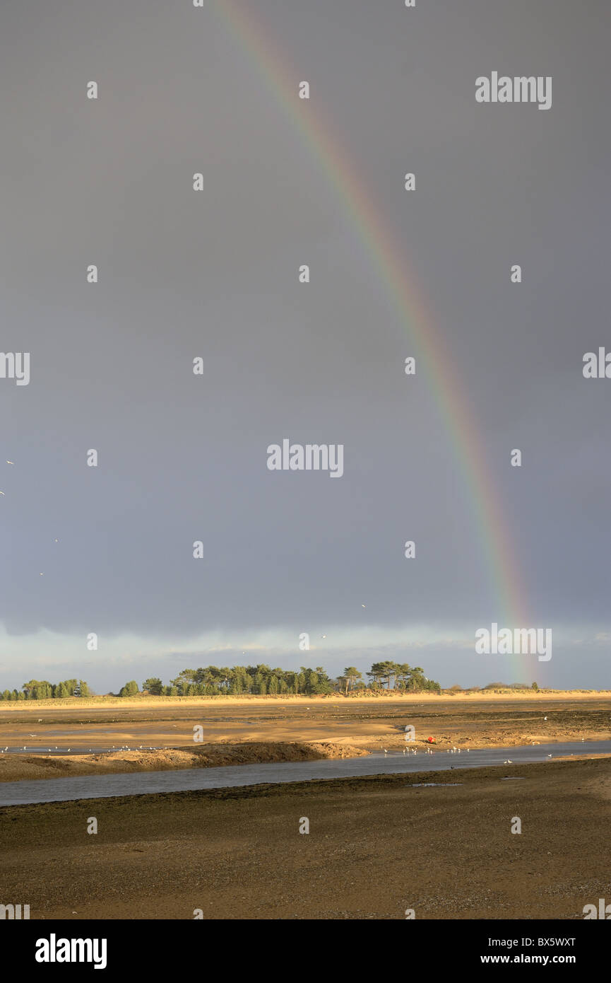 Rainbow over the 'East Hills' off Wells-next-the-sea, Norfolk UK ...