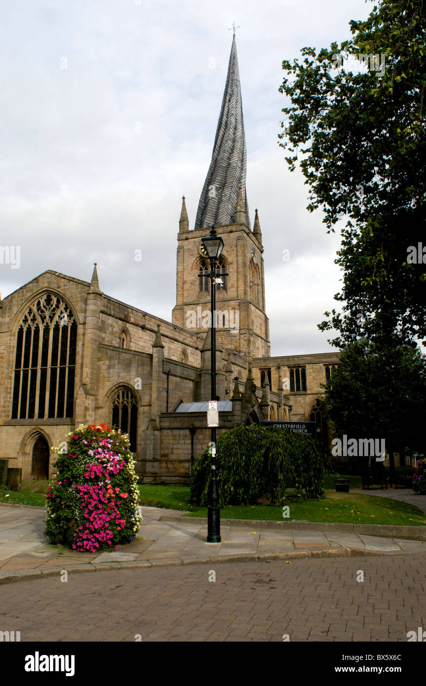 The twisted wooden spire of Chesterfield Cathedral, Chesterfield ...