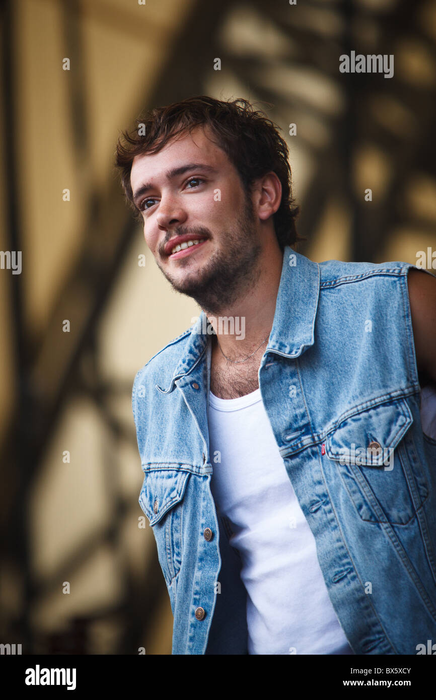 Ben Lovett of the band Mumford & Sons plays keyboards and sings vocals ...