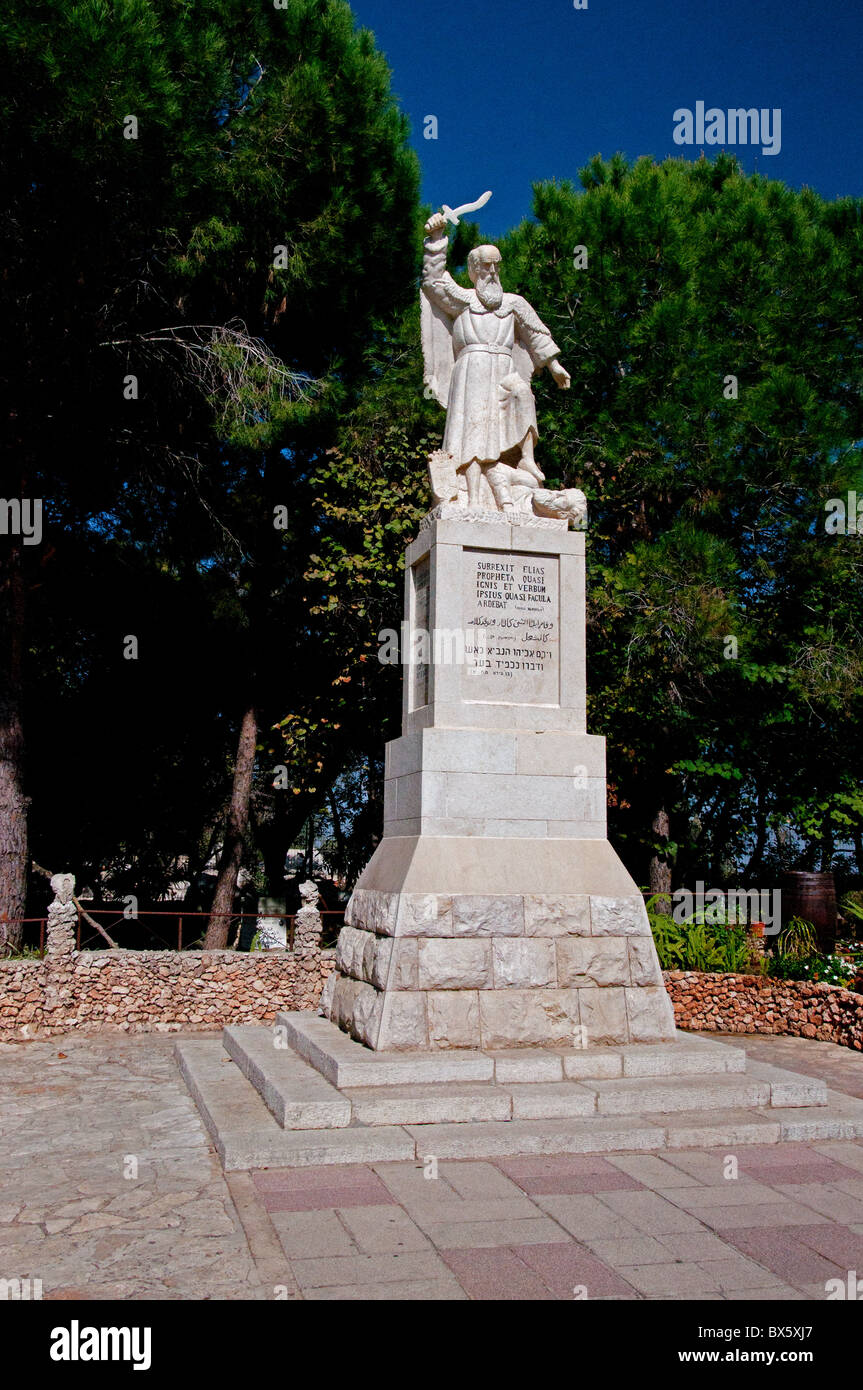 At the Carmelite monastary on Mount Carmel, Haifa. The statue is of ...