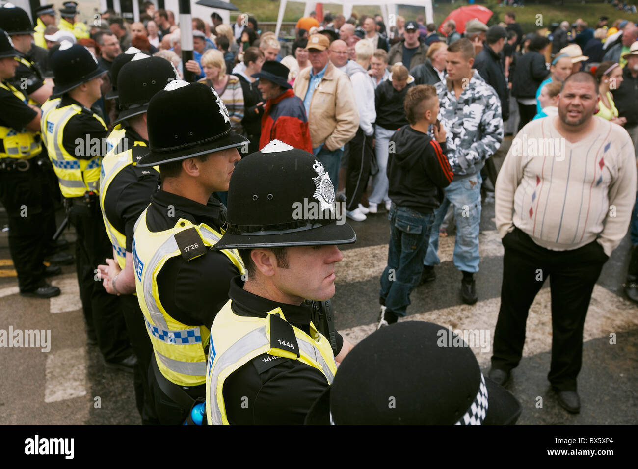 Police line cordon block the main street in Appleby, Cumbria, UK Stock ...