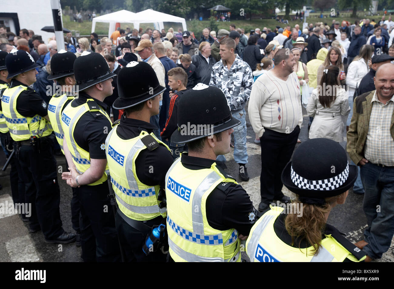 Police line cordon block the main street in Appleby, Cumbria, UK Stock ...
