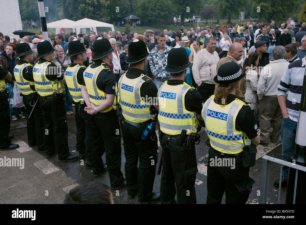 Police line cordon block the main street in Appleby, Cumbria, UK June ...