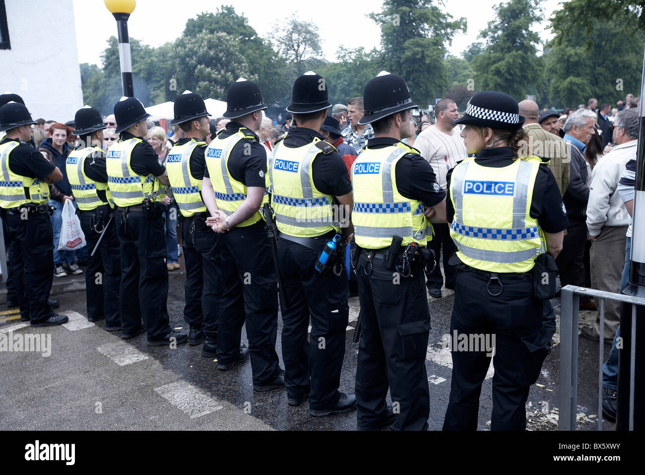 Police line cordon block the main street in Appleby, Cumbria, UK Stock ...
