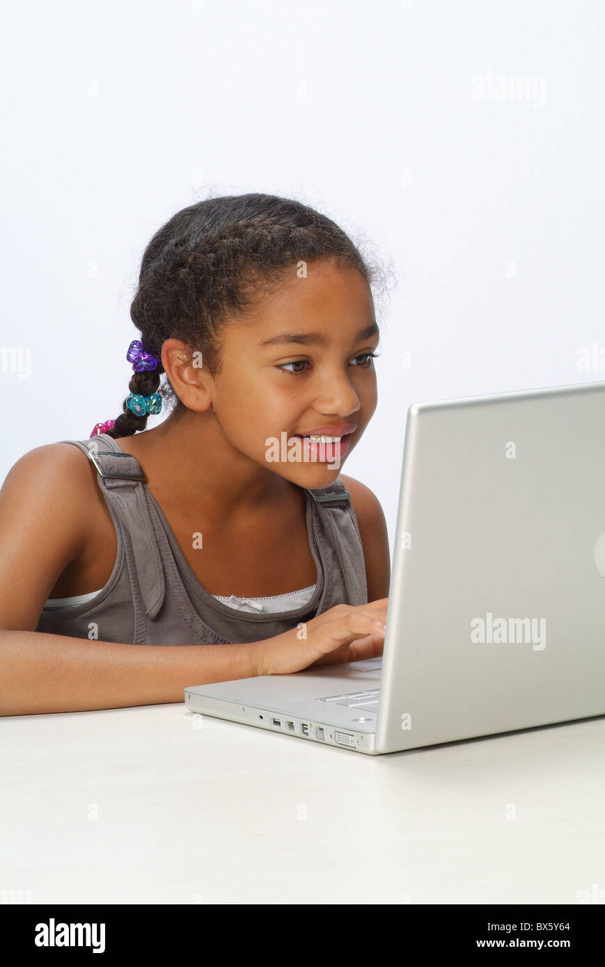 Portrait of a girl with a laptop Stock Photo - Alamy