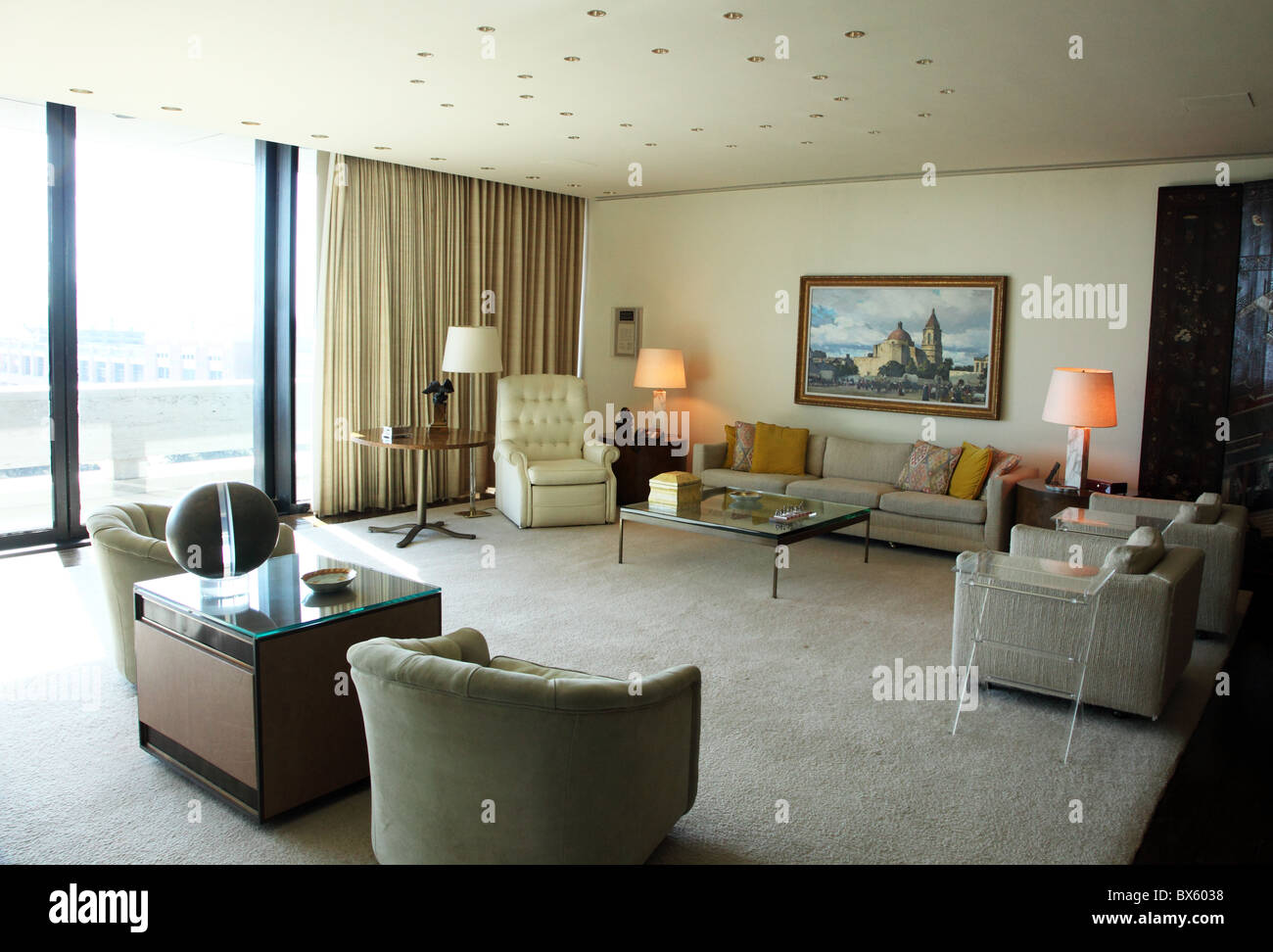 LBJ private penthouse living room, Lyndon Baines Johnston Library ...