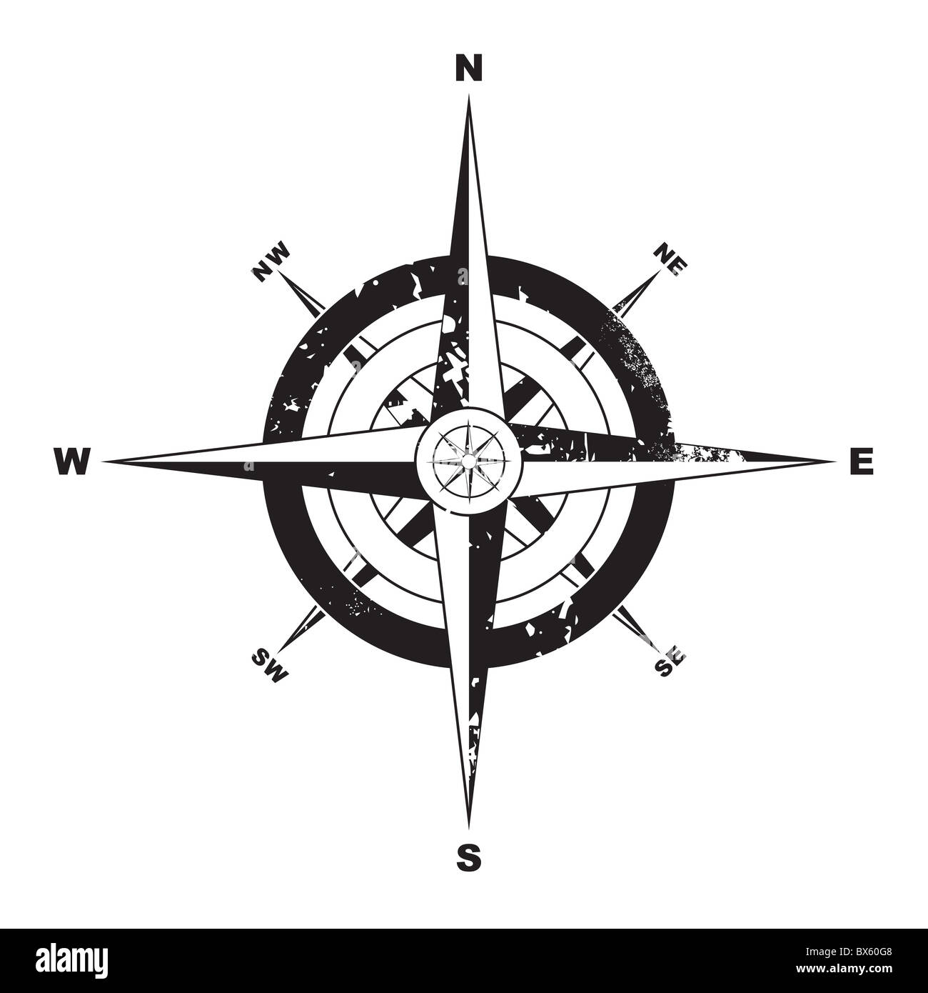 Black and white grunge compass with navigation directions Stock Photo ...