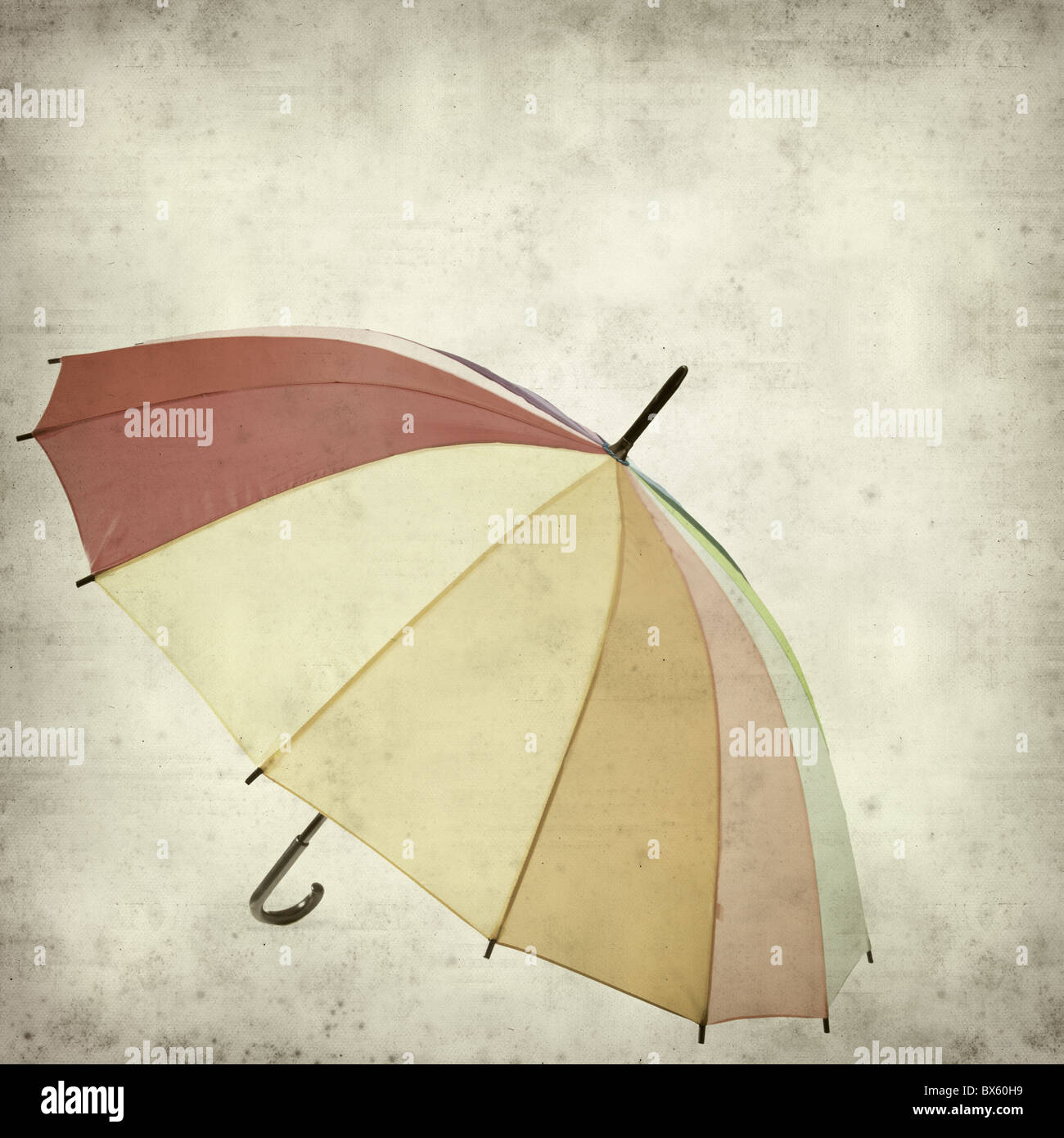 textured old paper background with multicolored umbrella Stock Photo ...