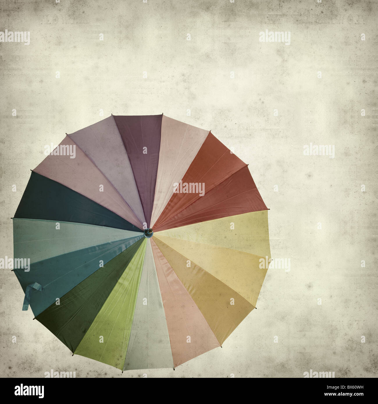 textured old paper background with multicolored umbrella Stock Photo ...