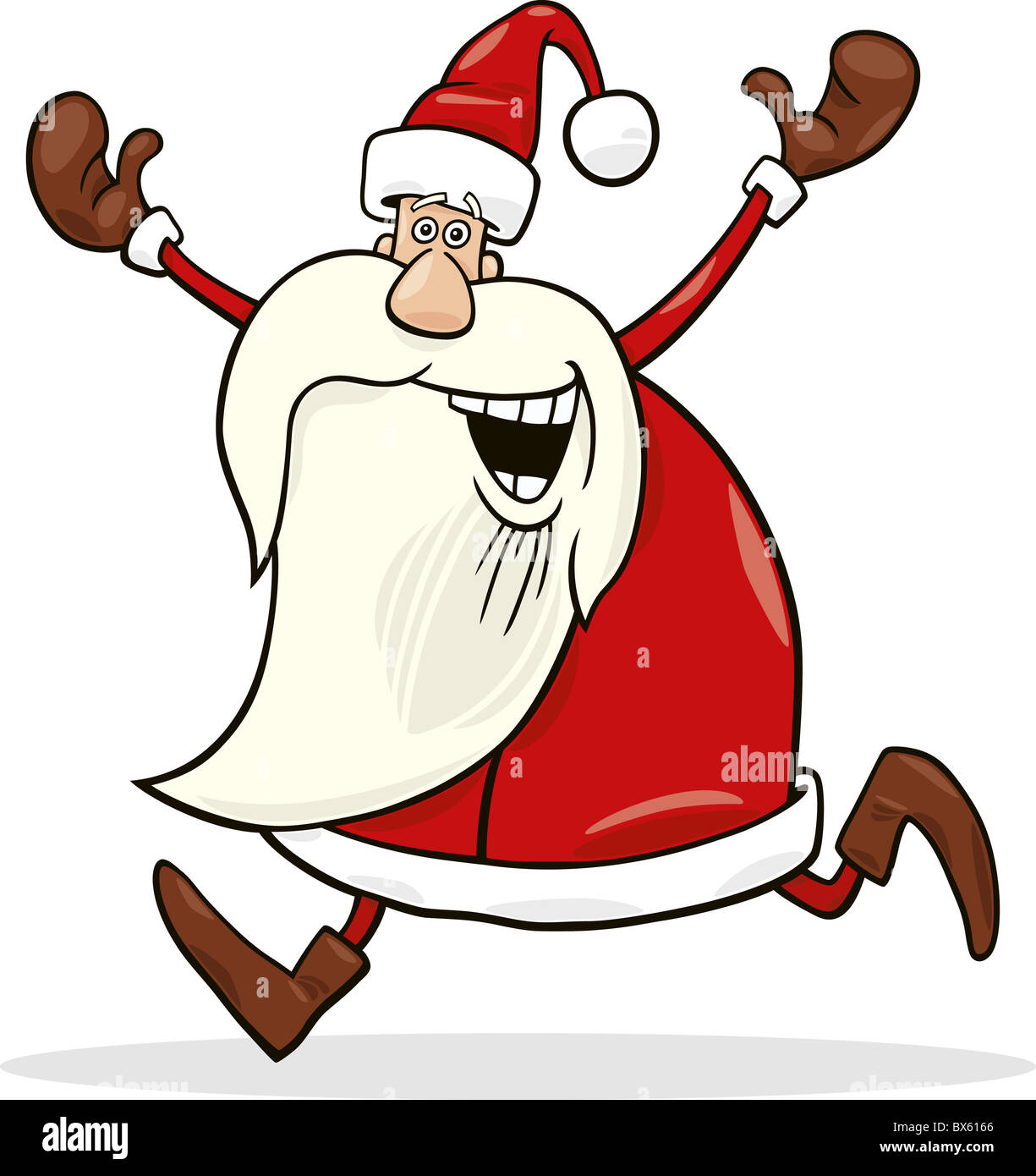 cartoon illustration of happy running santa Stock Photo - Alamy