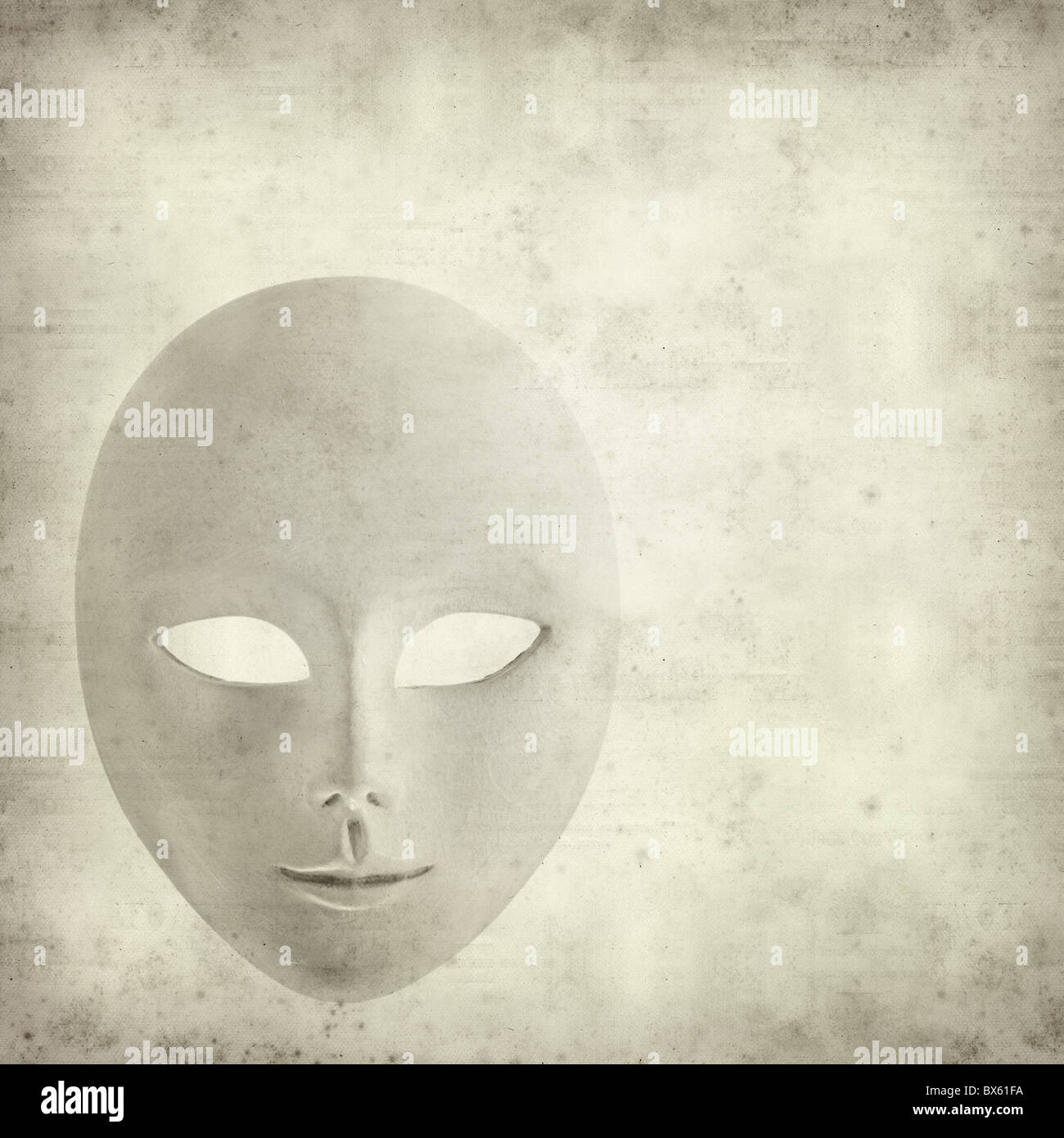 textured old paper background with white venetian carnival mask Stock ...