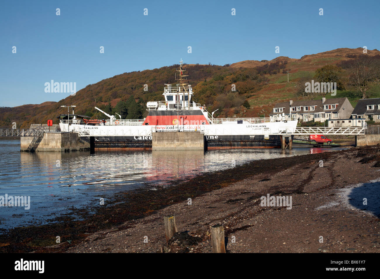 Bute Ferry at Colintraive Pier. Kyles of Bute, Argyll and Bute ...