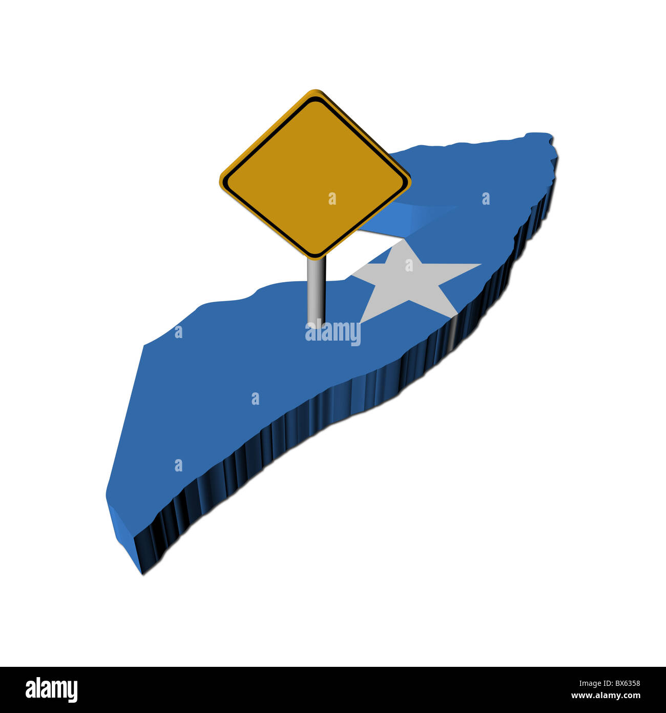 warning sign on Somalia map flag illustration Stock Photo - Alamy