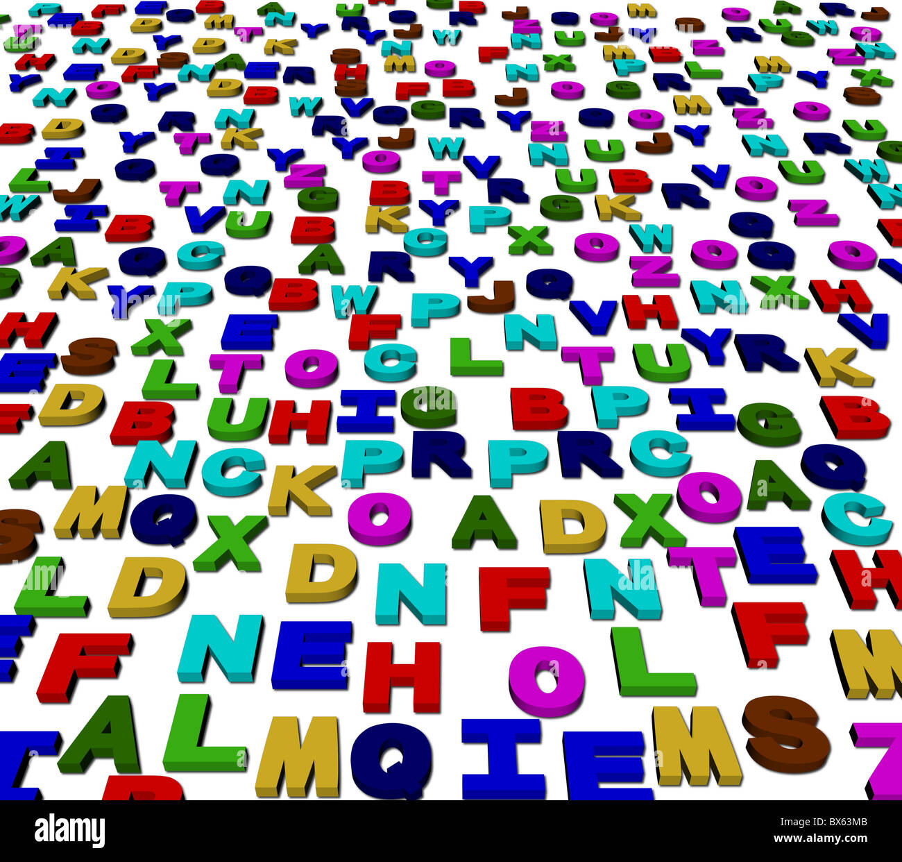 Colourful 3d alphabet letters on white background illustration Stock ...