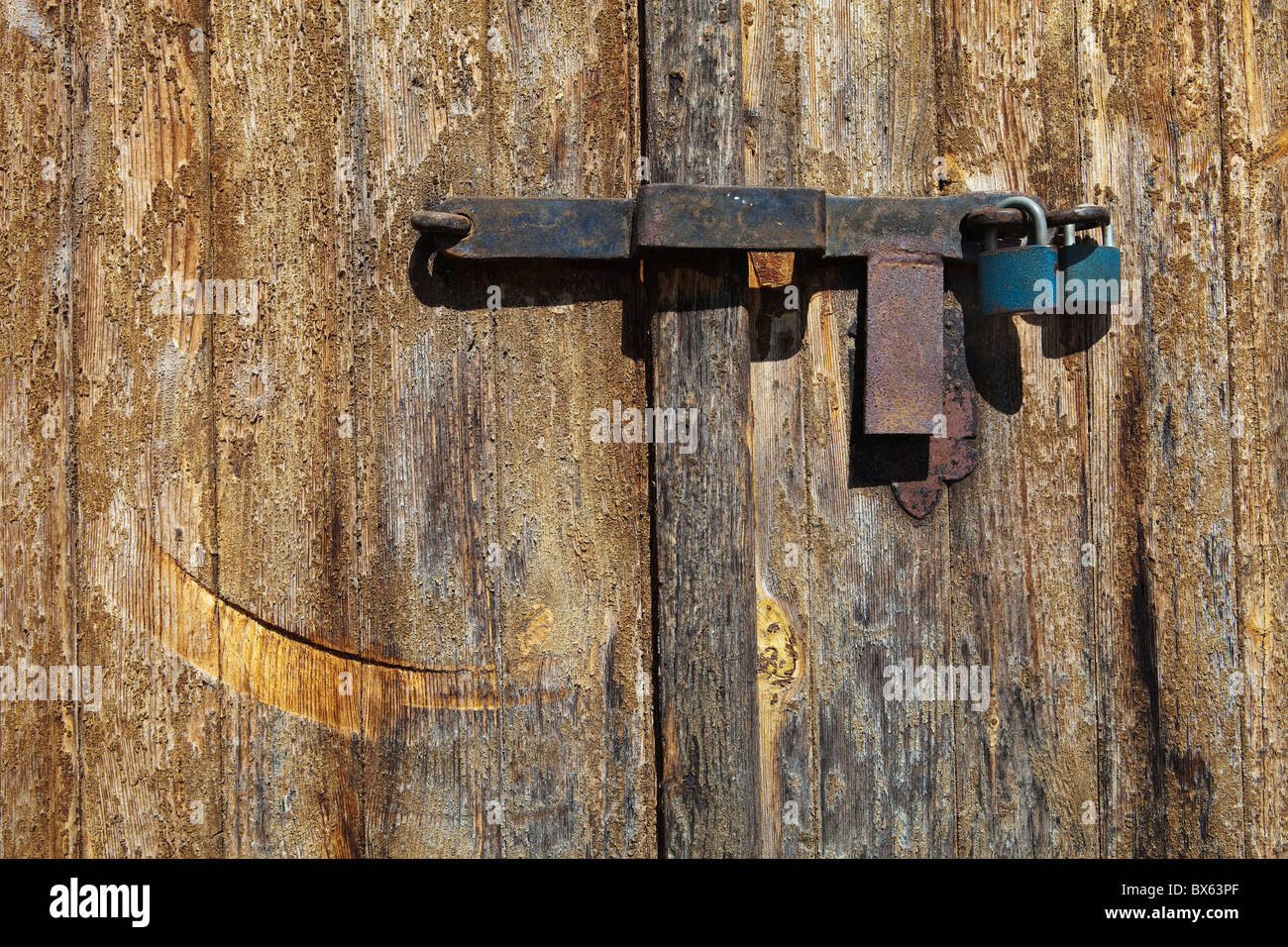 A padlock securing wooden doors to a wine-vault in Satov, Czech ...