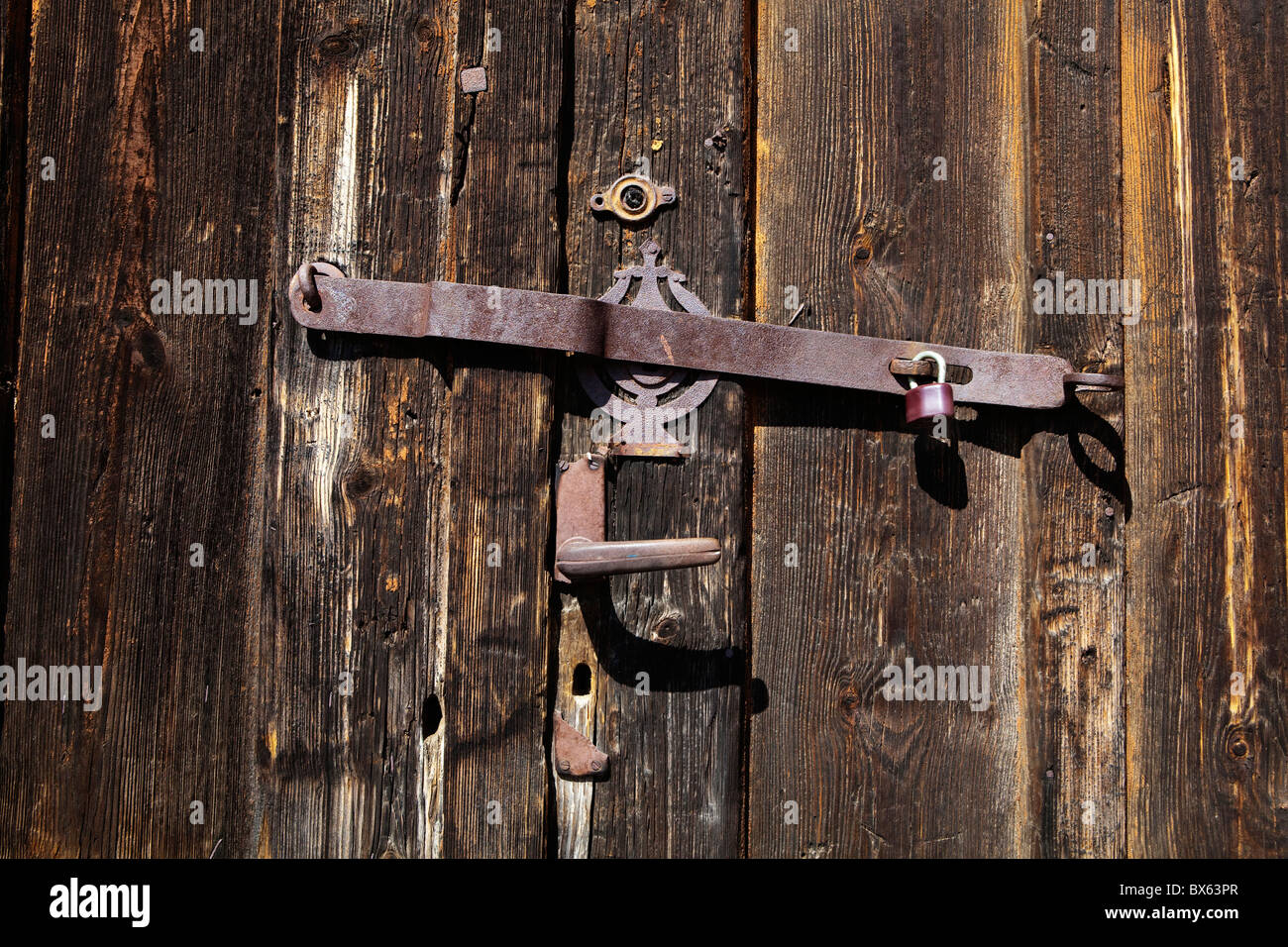 A padlock securing wooden doors to a wine-vault in Satov, Czech ...
