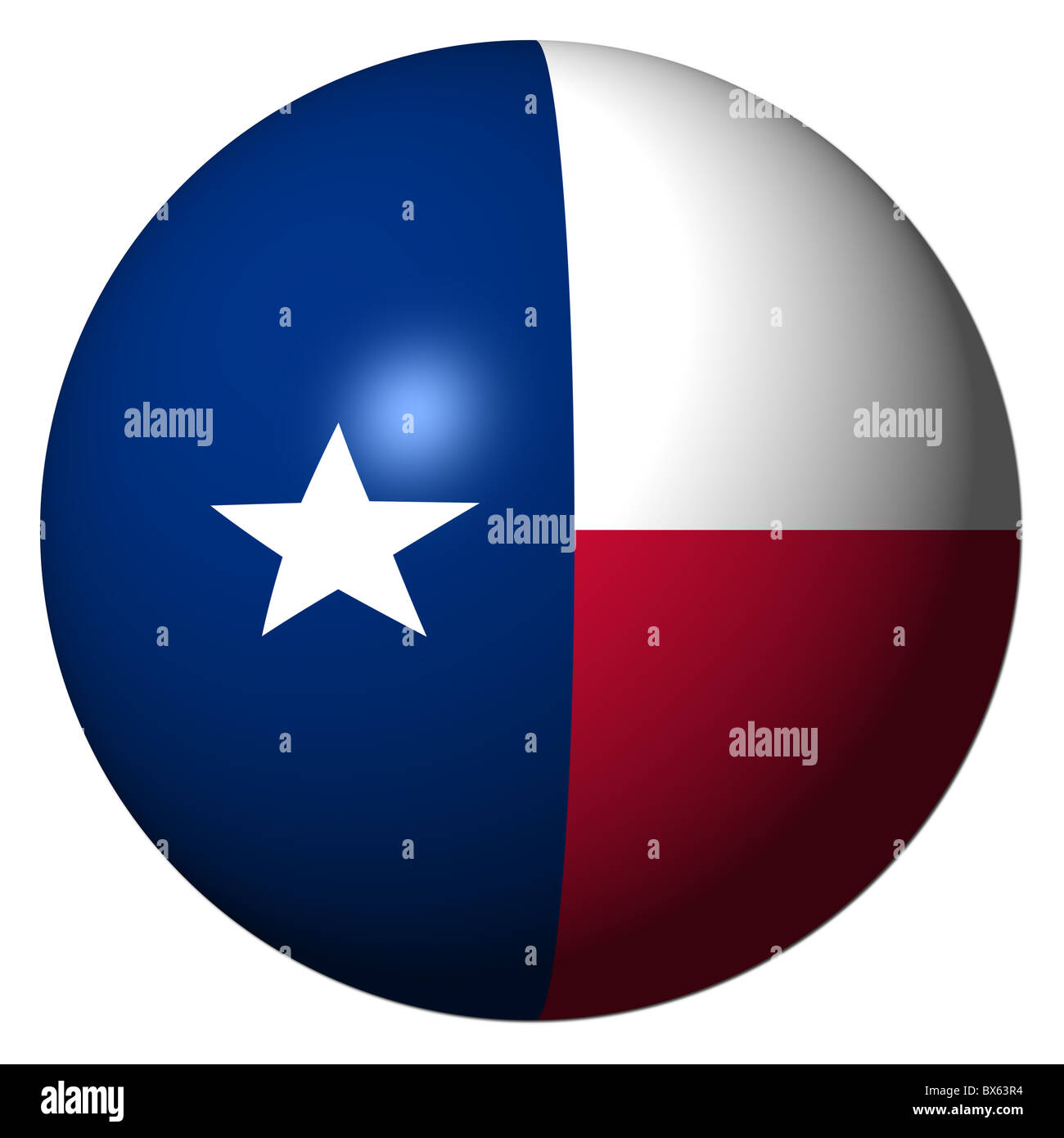 Texas flag sphere isolated on white illustration Stock Photo - Alamy